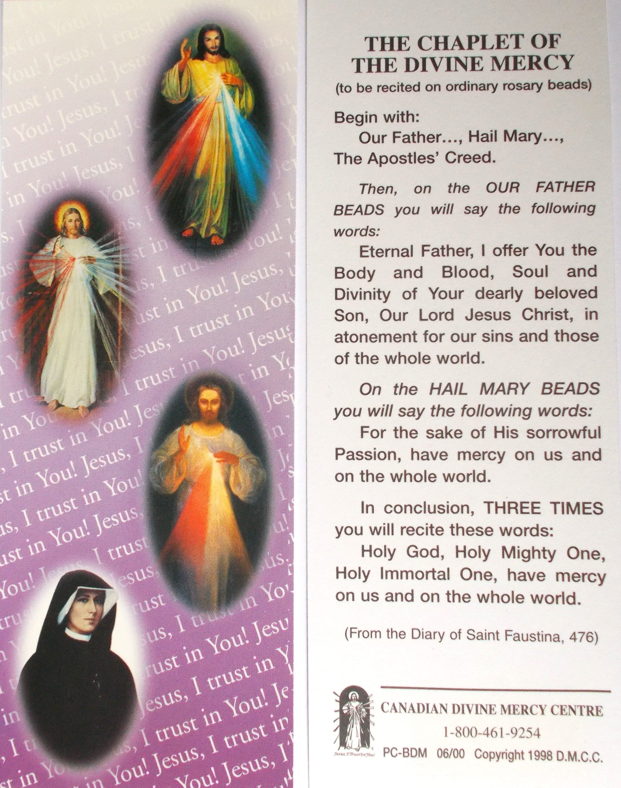 Chaplet of Divine Mercy Bookmark - Paper Cardstock – Lumen Christi ...