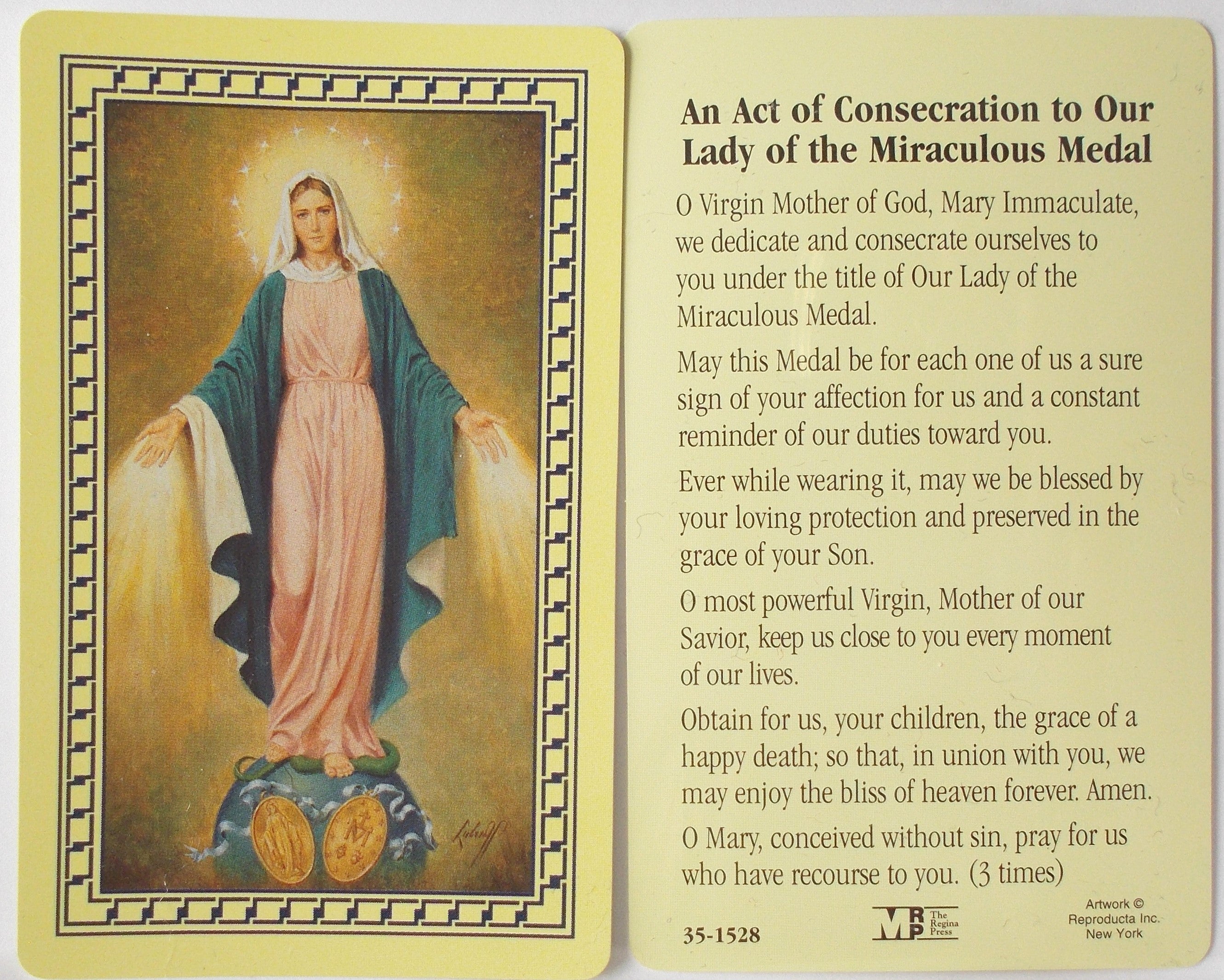 Plastic - Our Lady of the Miraculous Medal Consecration – Lumen Christi ...
