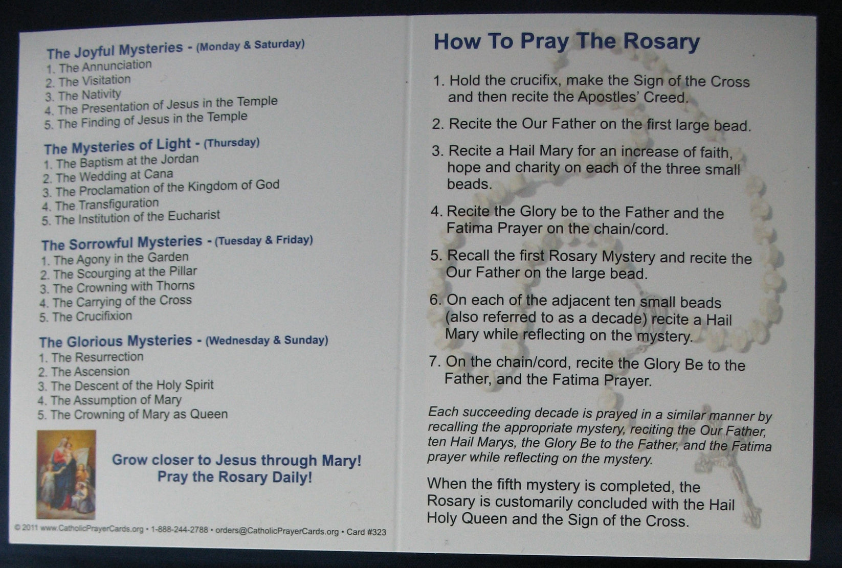 Rosary Prayer Pamphlet – Lumen Christi Books & Gifts