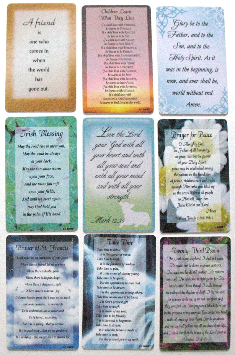 Plastic Pocket Prayercards Clearance - Some individual, Some bulk pack ...